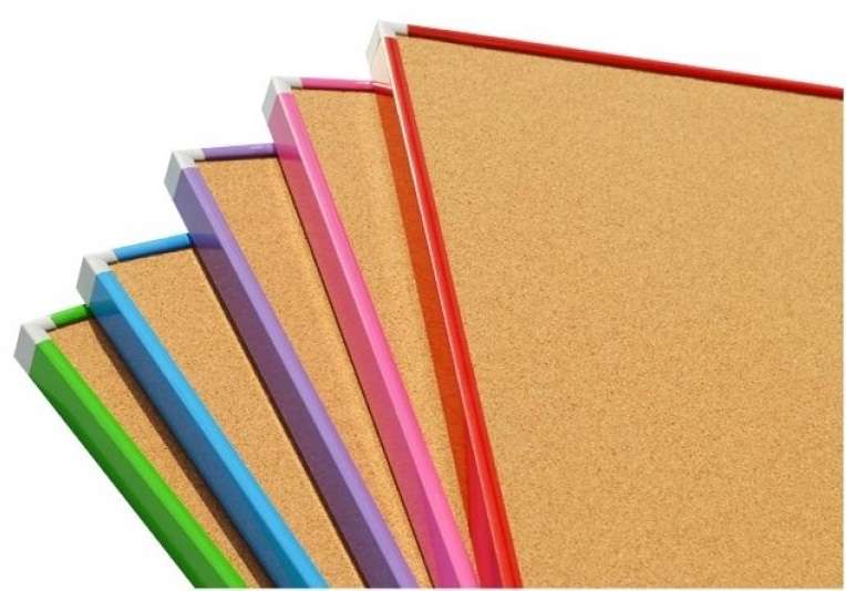 Cork pin board with coloured aluminium frame - Practical gadget!